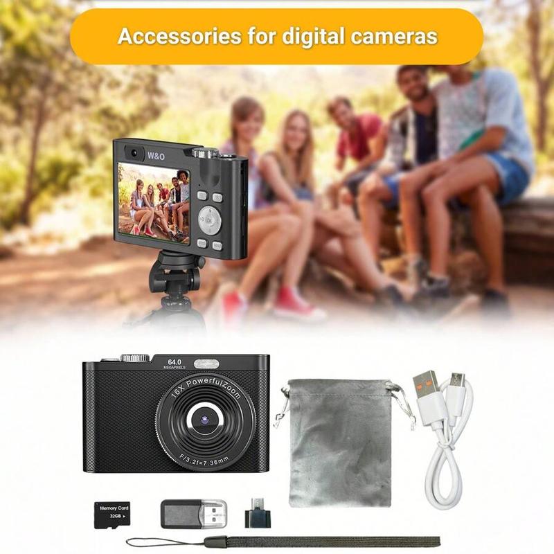 Ultra-Light 123g Mini Camera With Dual 60MP Lenses| 16X Zoom & 15 Creative Filters| OLED 30MP ...