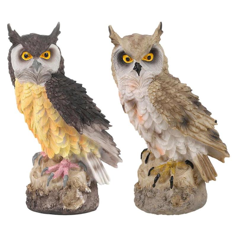 Resin Owl Statue Bird Sculpture Wedding Ornament Window Collectible ...
