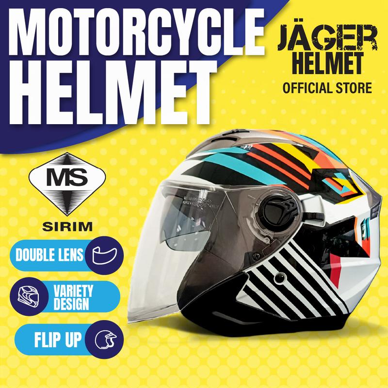 JAGER Helmet motor helmet motorcycle Topi keledar double visor - TikTok ...