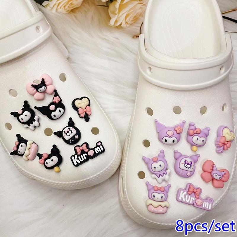 Kuromi Croc - set kasut butang, Warna berganda, kartun, menawan ...