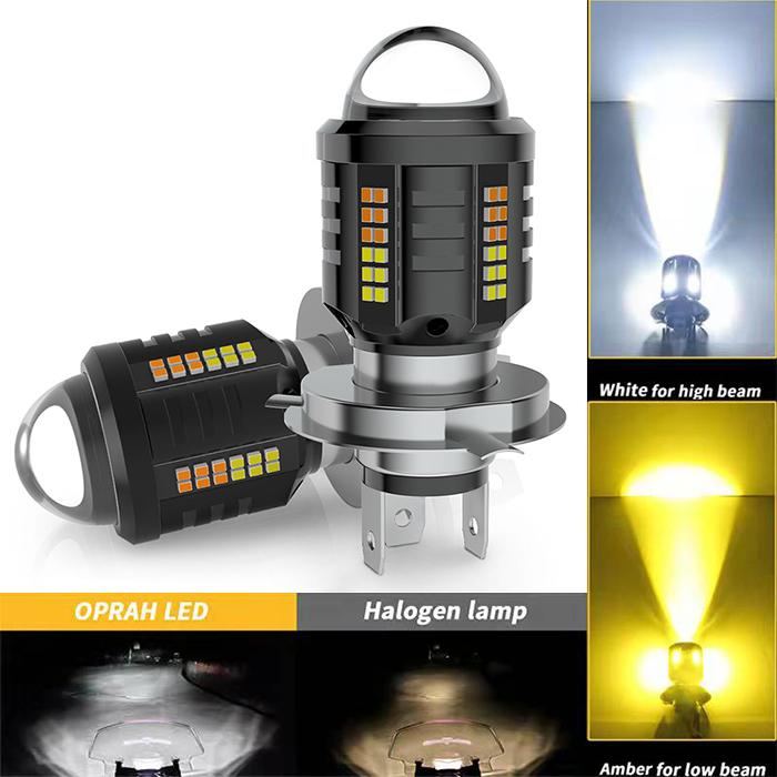 Motorcycle Headlight LED lights Bulbs H6 H4 Two-color beam Motorbike ...