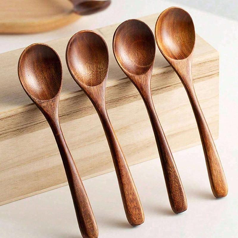 Natural Wooden Spoon Set, 4/6 Counts Multi Specification Durable ...
