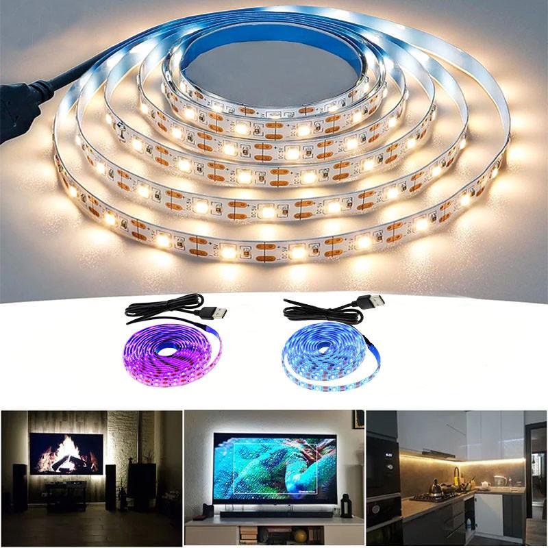 Lampu Jalur LED USB, 5V, Pelbagai Warna, Putih Hangat / Biru - TikTok ...