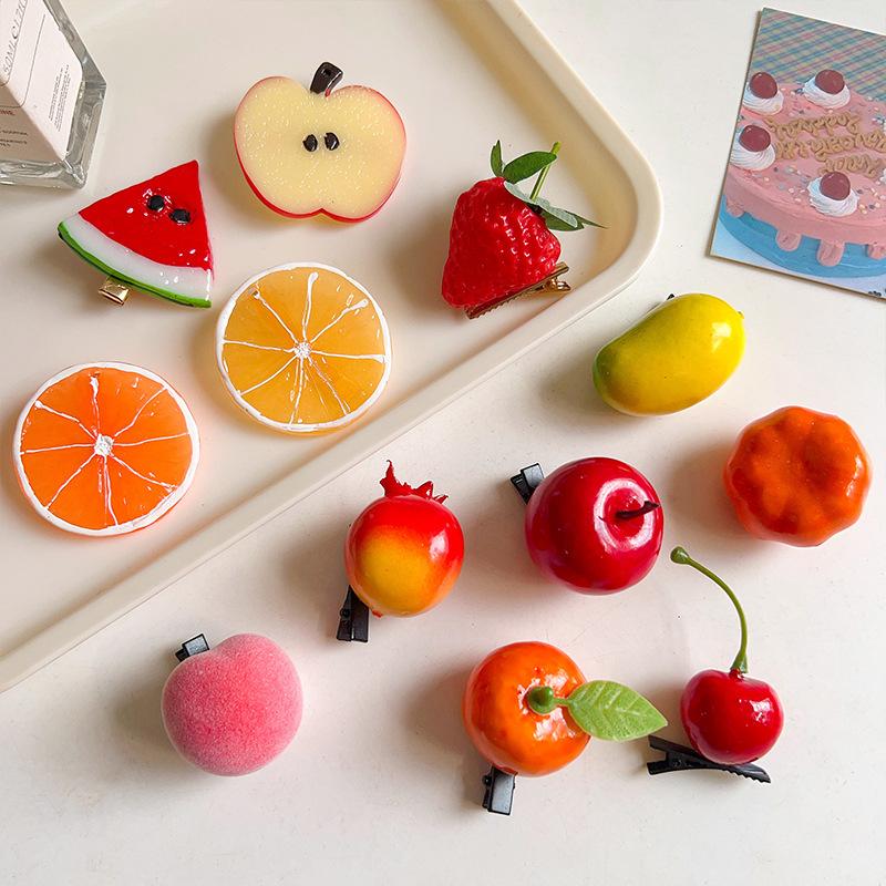 Emulational Fruit Barrettes Female Personality Creative Broken Hair ...