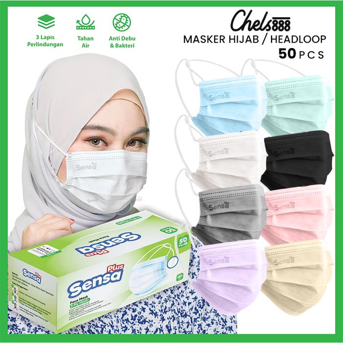 Promo Masker SENSA PLUS Hijab Headloop 3ply isi 50pcs - Lilac - Jakarta ...