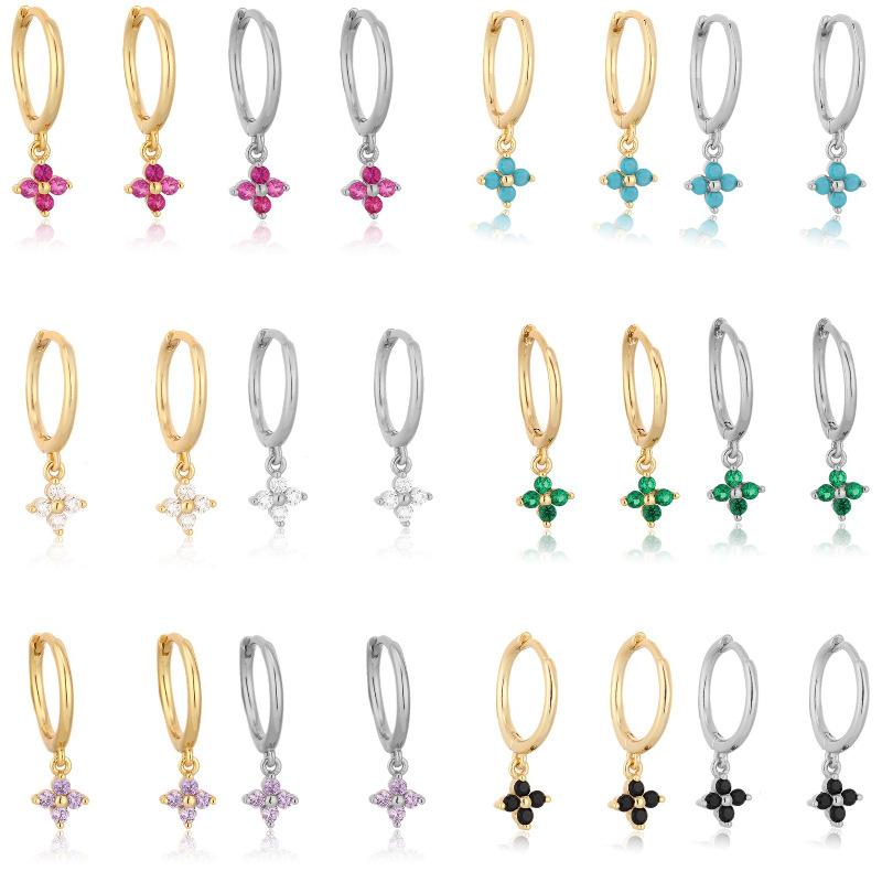 Anting-anting Berlian Buatan, Reka Bentuk Bunga Geometrik, Gaya ...
