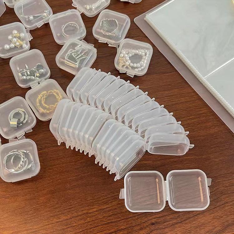 Kotak penyimpanan plastik jernih mini, 1PC, 3.5x3.5x1.5cm, penutup ...