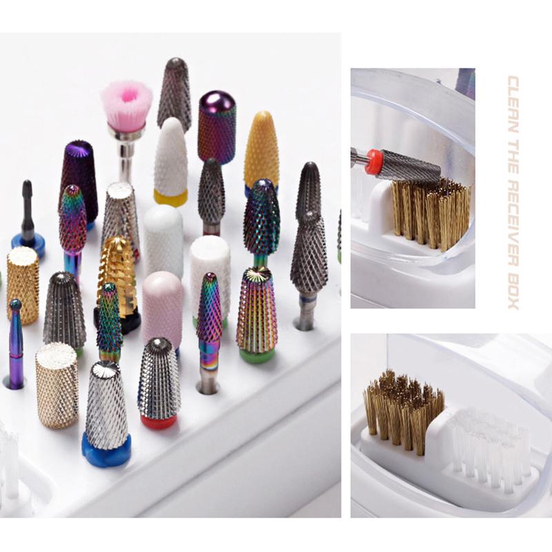 [FFF]30 Holes Nail Drill Bits Holder Clear Dust Proof Drill Bit ...