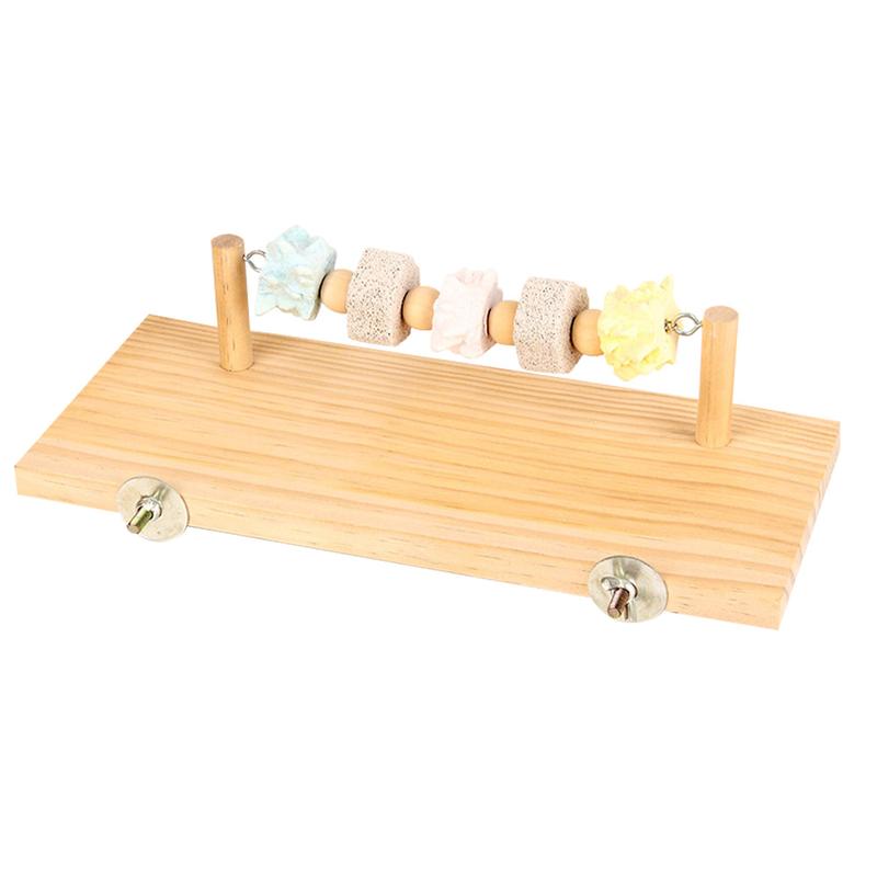 Parrot Chewing Toy Bird Rocking Toys Bite Wooden 31.5X13.5CM Beige ...