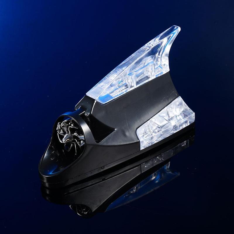 Car Wind Power LED Anti Collision Light Shark Fin Antenna Lamp - TikTok ...