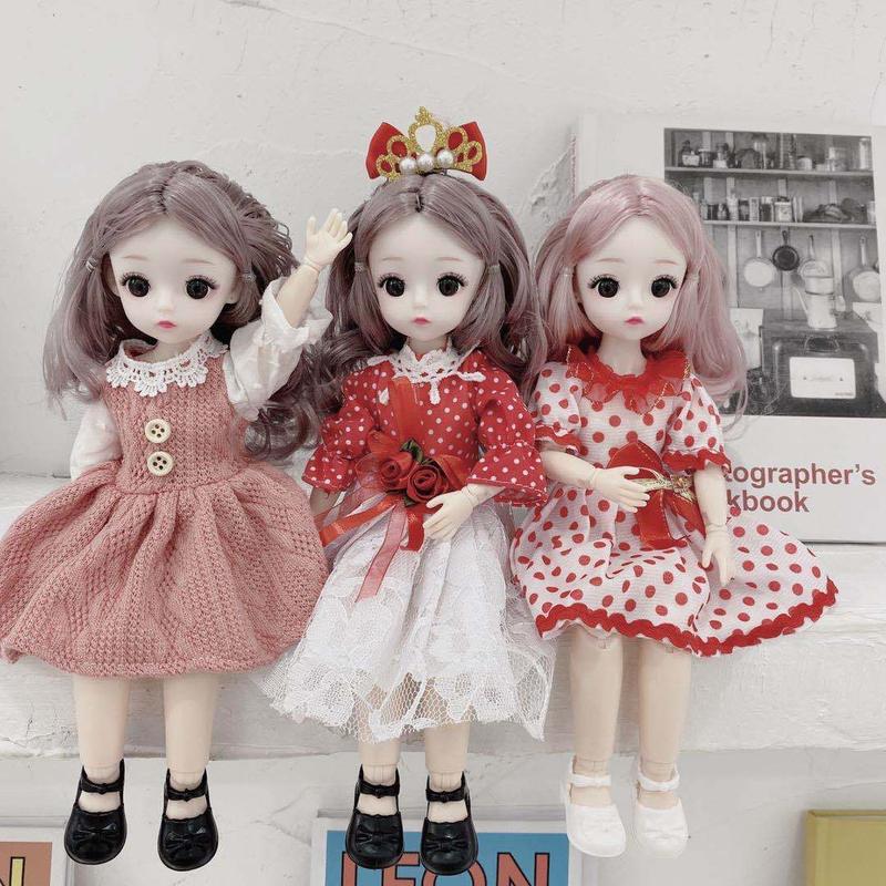 Anak patung Barbie 3D mata sebenar, 30cm, Bjd6 Mata Budak Gemuk ...