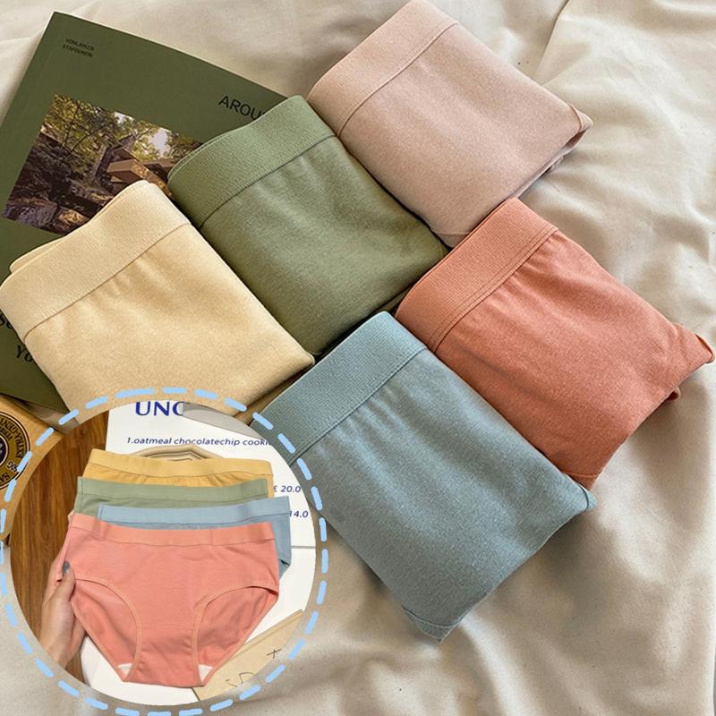 Mid Waist Panties Women Solid Color Seamless Briefs Breathable - TikTok ...