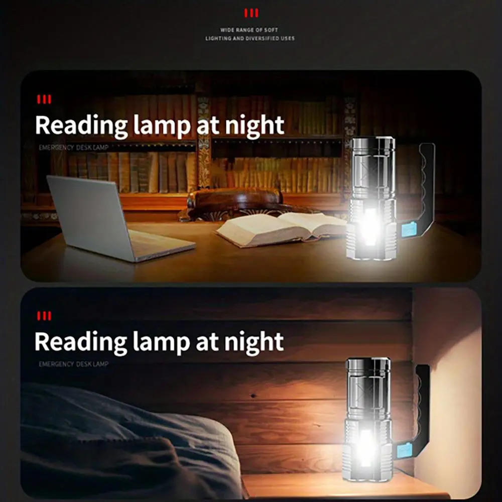 1 Piece 4 In 1 Portable Strong Torch With Handle, LED Flashlight Super ...