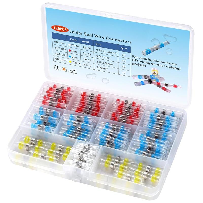 120 count Heat Shrink Solder Connectors Kit, Insulated Electrical ...