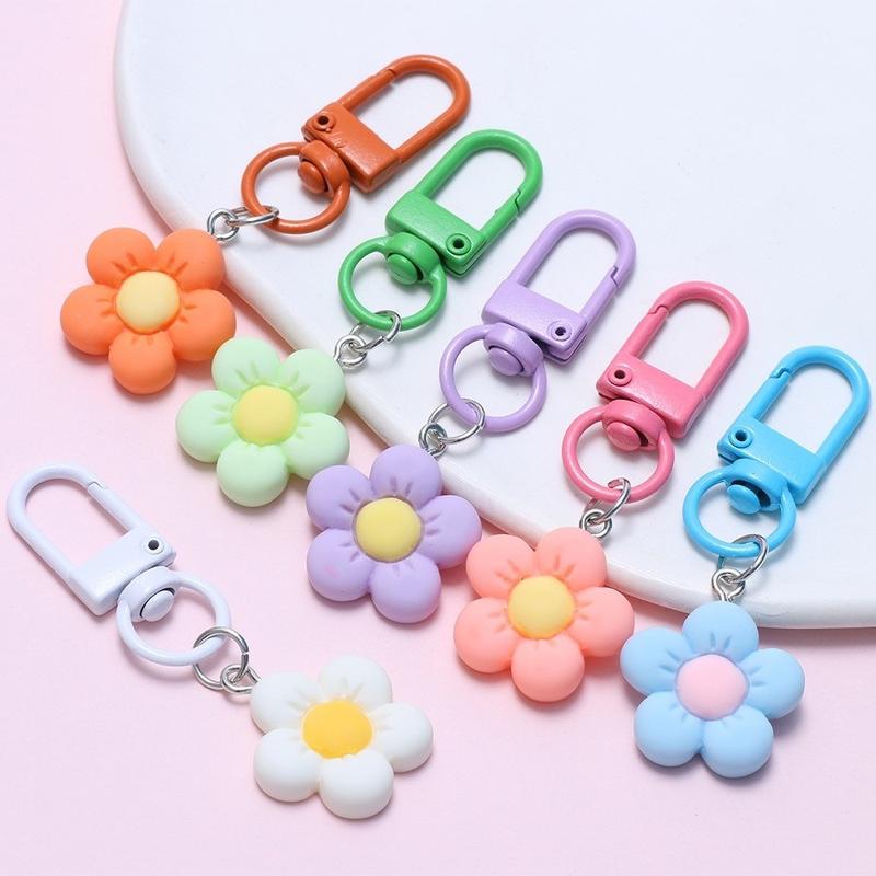 Rantai Kunci Bunga, Gaya Kartun Kawaii, Pesona Bunga Resin, Aksesori ...
