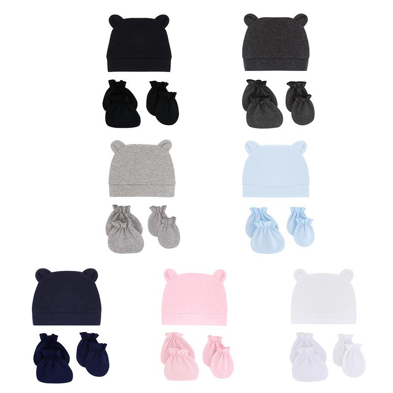 Baby Hats Mittens and Socks Set Newborn Hats Bear Ears Cotto - TikTok ...