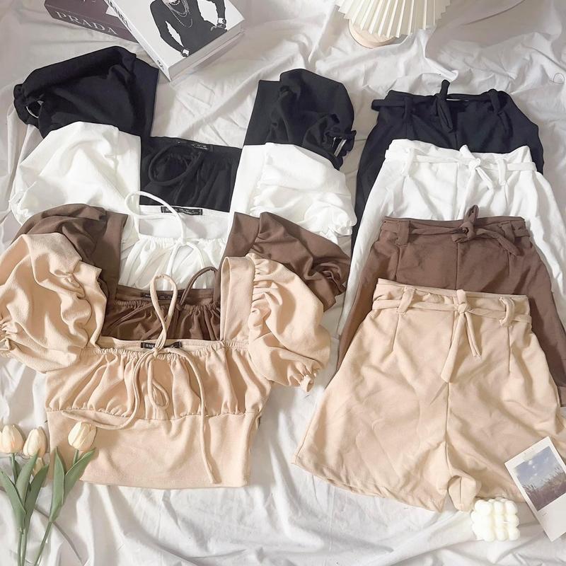 Hailey puff belt short terno Womenswear Comfort - TikTok Shop Philippines