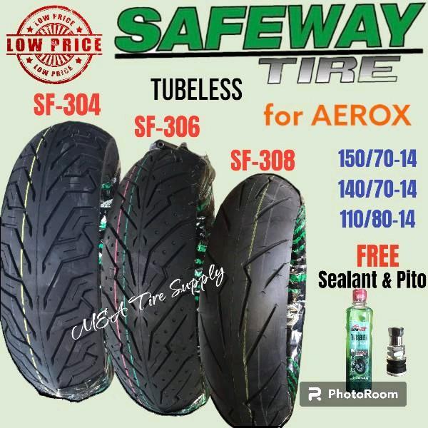 SAFEWAY TIRE for AEROX v1/v2 size14 TUBELESS (FREE SEALANT & - TikTok ...