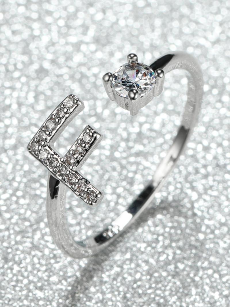 Creative Letter & Artificial Zircon Decor Cuff Engagement Ring - TikTok Shop