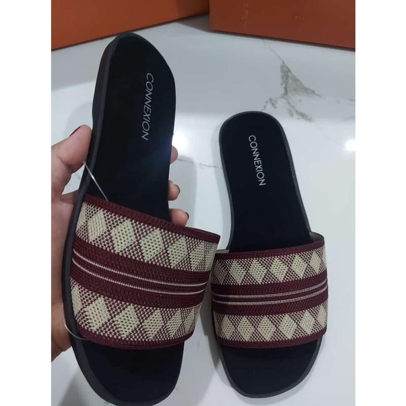 38-39/40- C0NNEXION - SANDAL SLIP FLAT TEPLEK WANITA - MARUN - Shop ...
