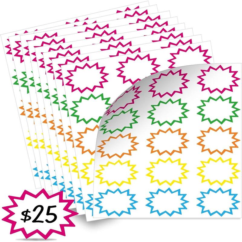 5 Color Blank Garage Sale Stickers, Multi-Use Removable Yard Sale Price ...