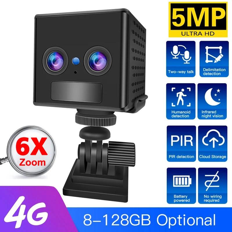 4K Dual Lens 4G SIM Card Mini Camera 5MP CCTV Camera HD 3000mAh ...