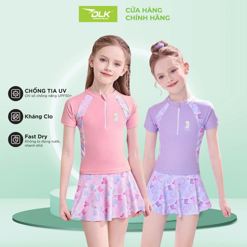 DK270-Set đồ bơi bé gái tay ngắn chân váy hoạ tiết Elsa dễ thương ...