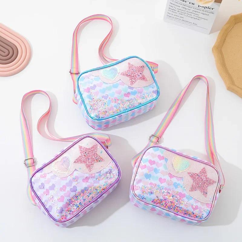 Kids Rainbow shiny Leather Purses and Handbags Cute Mini Crossbody ...