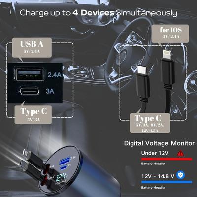 Spring 4 In 1 Retractable Cable Car Charger for Phone, 1 Piece Durable ...