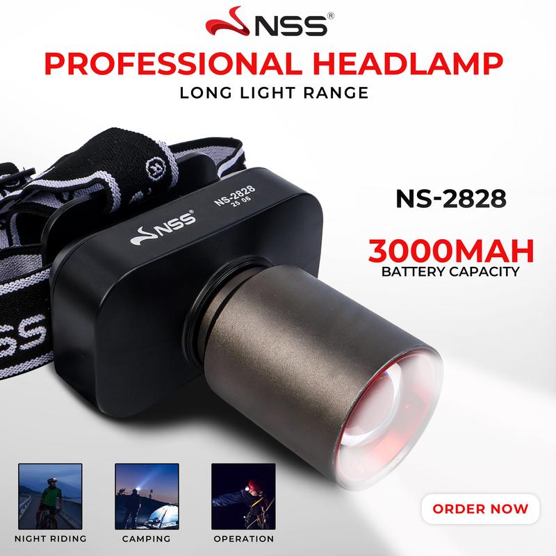 NSS PROFESSIONAL HIGH-BEAM HEADLIGHT FLASHLIGHT HEADLAMP RECHARGEABLE ...