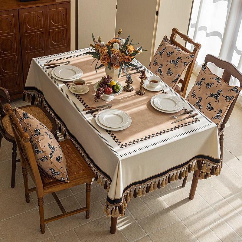 2025 American Style Rectangular Dining Tablecloth with Tassels ...