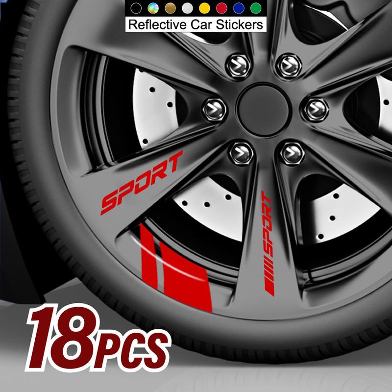 18-piece set of reflective sports car rims, vinyl stickers, hash mark ...