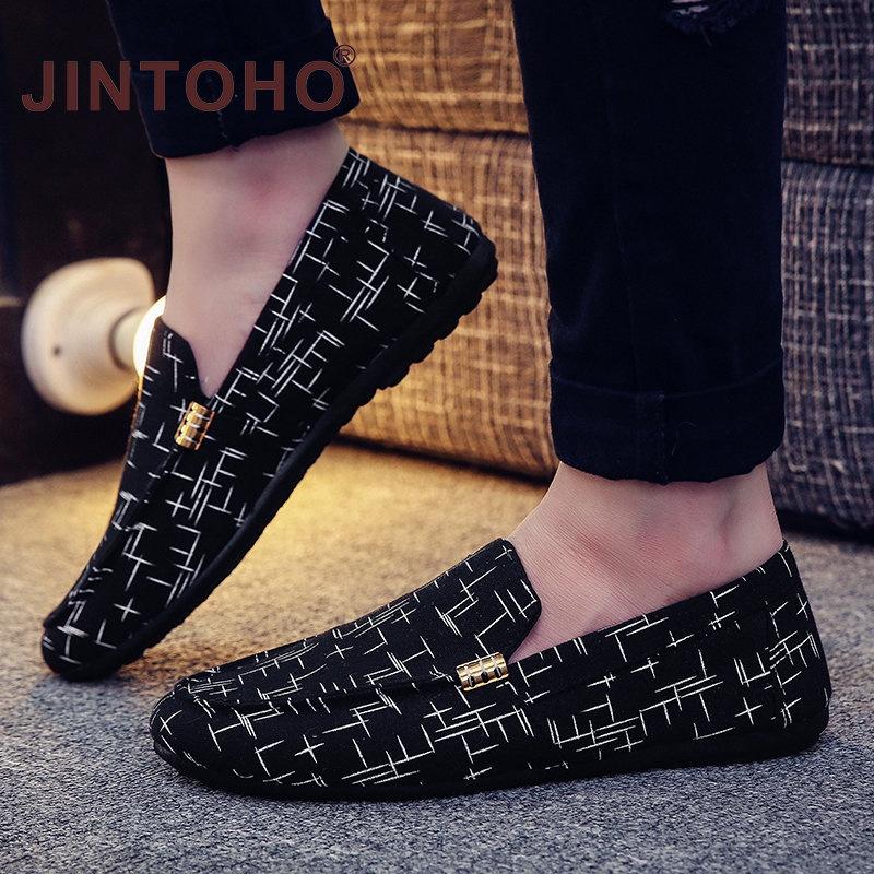 JINTOHO Fashion Casual Men Canvas Shoes Slip On Loafers Men Soft ...