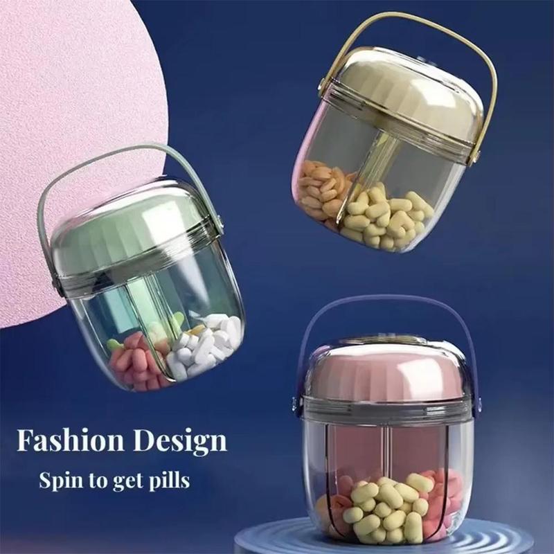 Portable Rotating Pill Box/ Weekly Pill Case Holder Storage Organizer ...