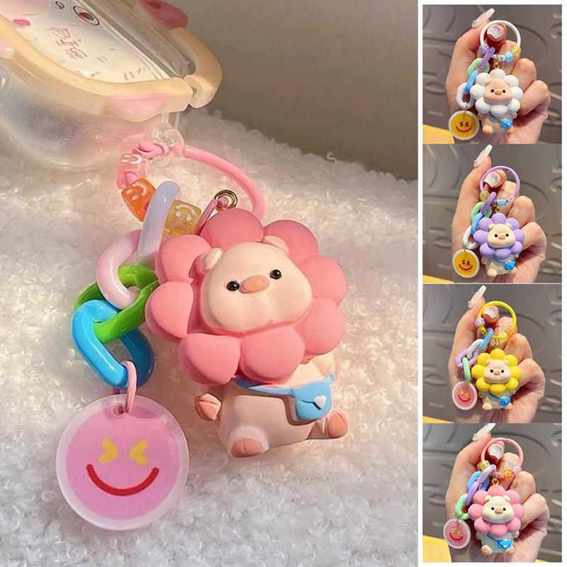 Rantai Kunci Pasangan Rekaan Bunga Matahari dan Babi Comel Kreatif ...