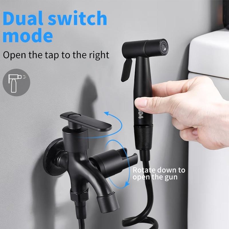 Kran Cabang SUS 304 dan Jet Shower Toilet Hitam Matte 1/2 Inch dengan ...