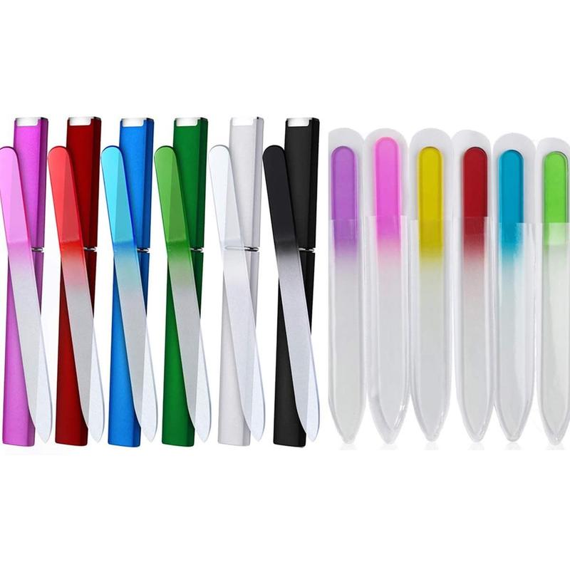 12 Pack Glass Files with Case Crystal Glass Fingernail File - TikTok Shop