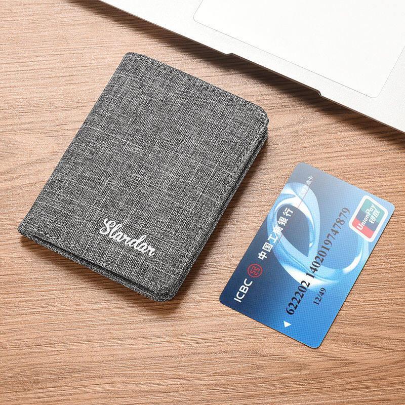 Business Canvas Wallet Ultra-Thin Short ID Card Holder Mini Simple ...