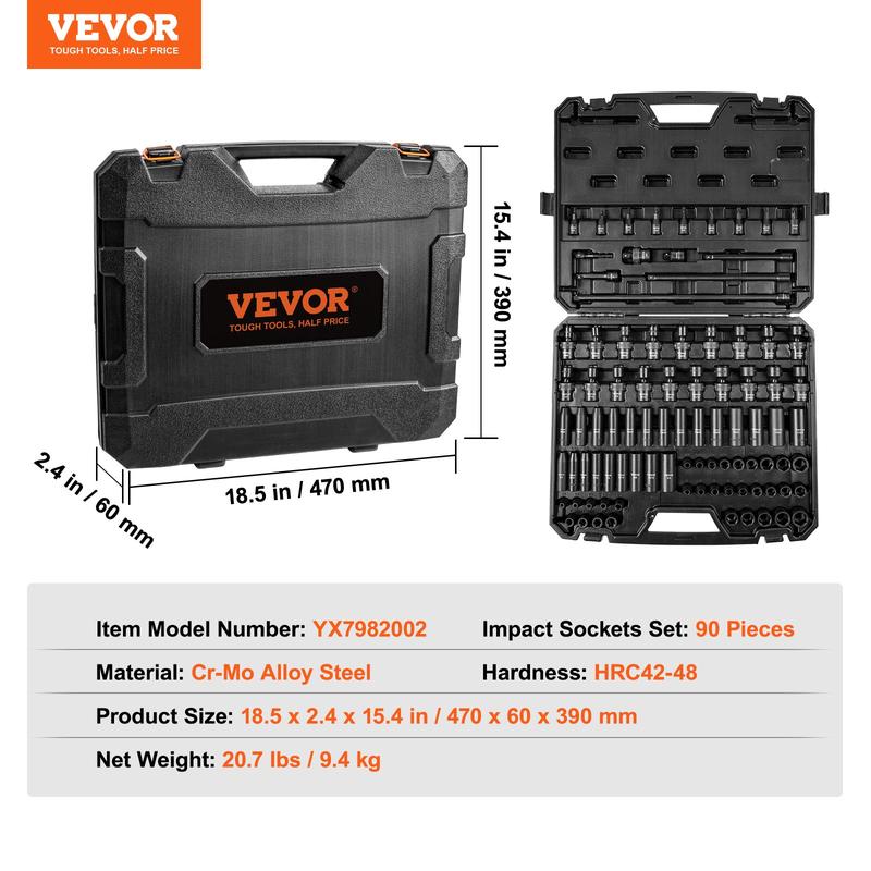 Father's Day Gifts 3/8" Drive Impact Socket Set, SAE 1/4"-3/4" and ...