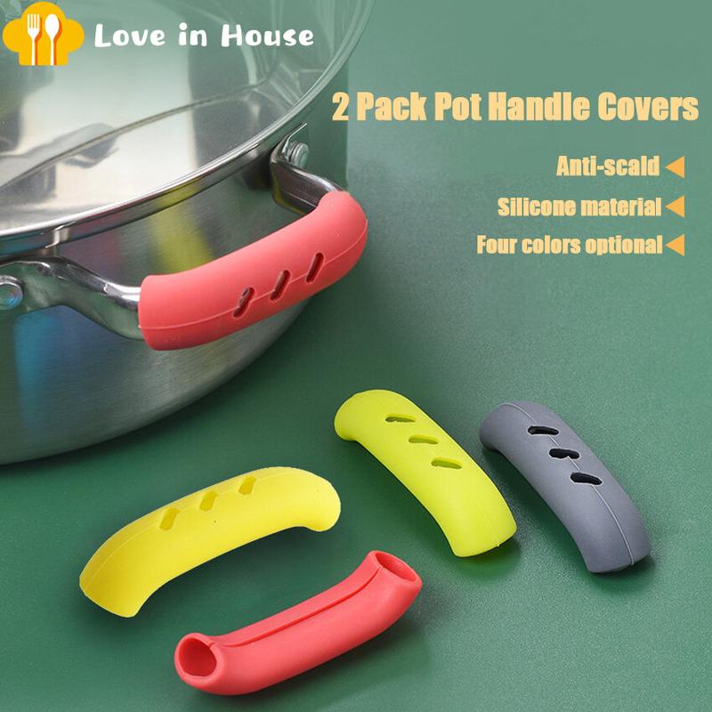 2Pack Pot Handle Cover, Silicone Hot Handle Holder, Assist Handle ...