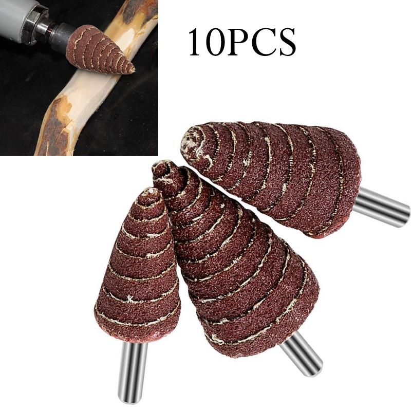 10PCS 6MM Shank Tapered Cone Grinding Head Sandpaper Flap Wheels ...