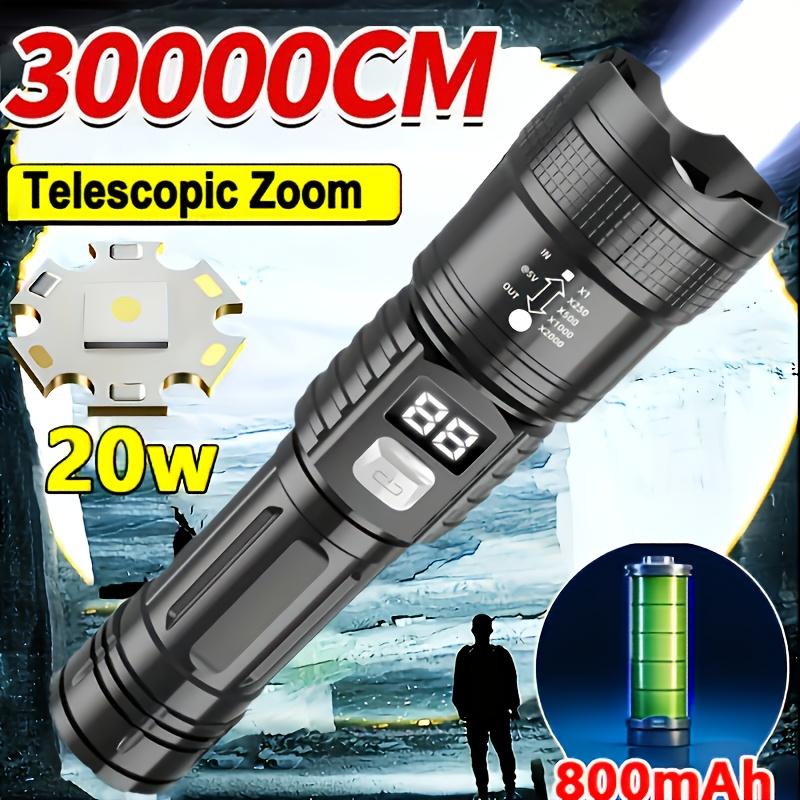 LED Rechargeable Flashlight, 3 Modes, Digital Display, Waterproof ...