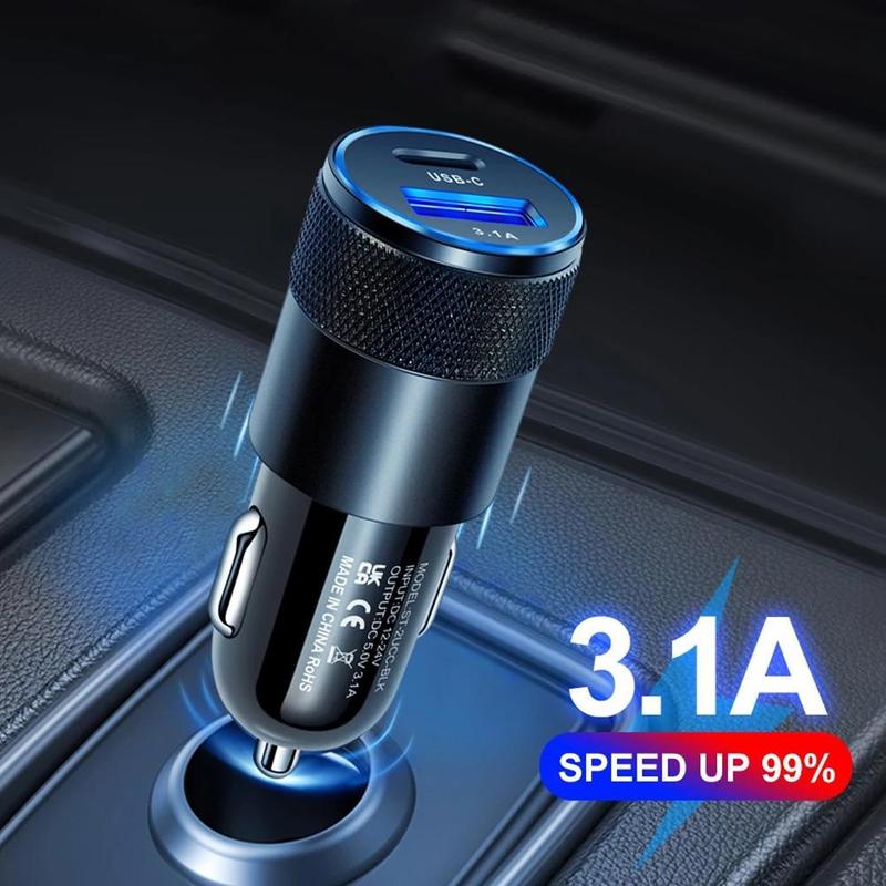 Car Charger Small Steel Car Charger Metal Aluminum 15w 3.1a Alloy ...