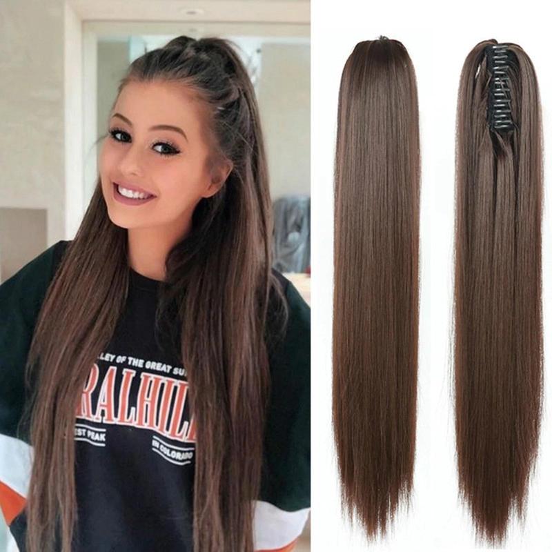 Hairpin Fashion Extension Hair Ponytail Clip Wig Long Dark Brown ...