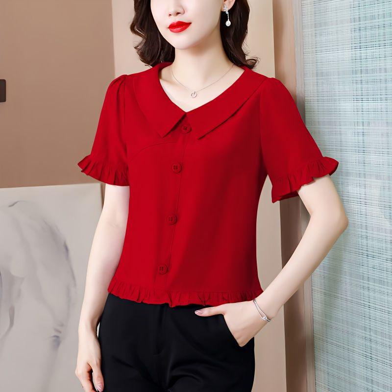 Baju Kolar Peter Pan, Baju Kecil Bergaya Fesyen, Elegan, Lengan Pendek ...