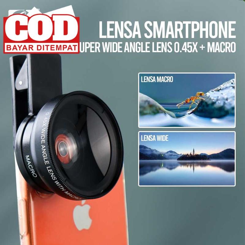 APEXEL Lensa Super Wide Angle Lens 0.45X + Macro Smartphone - Shop ...