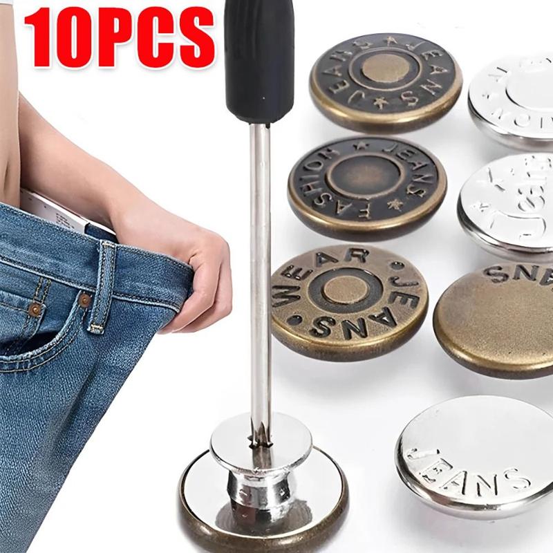 10Pcs/pack With Screwdriver Jeans Buttons Adjustable Nail Free - TikTok ...