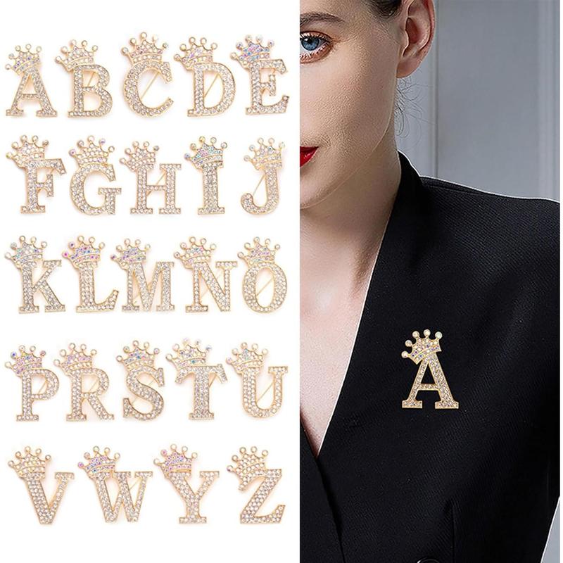 Elegant Brooches and Pins for Women - Dazzling Letter Brooch Pins for ...