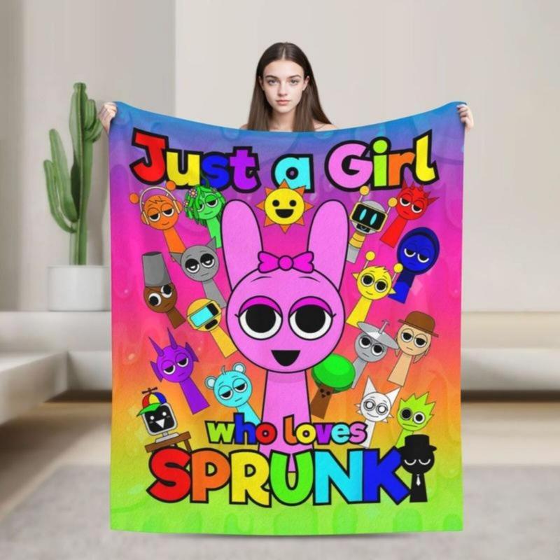 Soft Funny Throw Blanket Sprunki Game Theme Flannel Blanket Bright ...