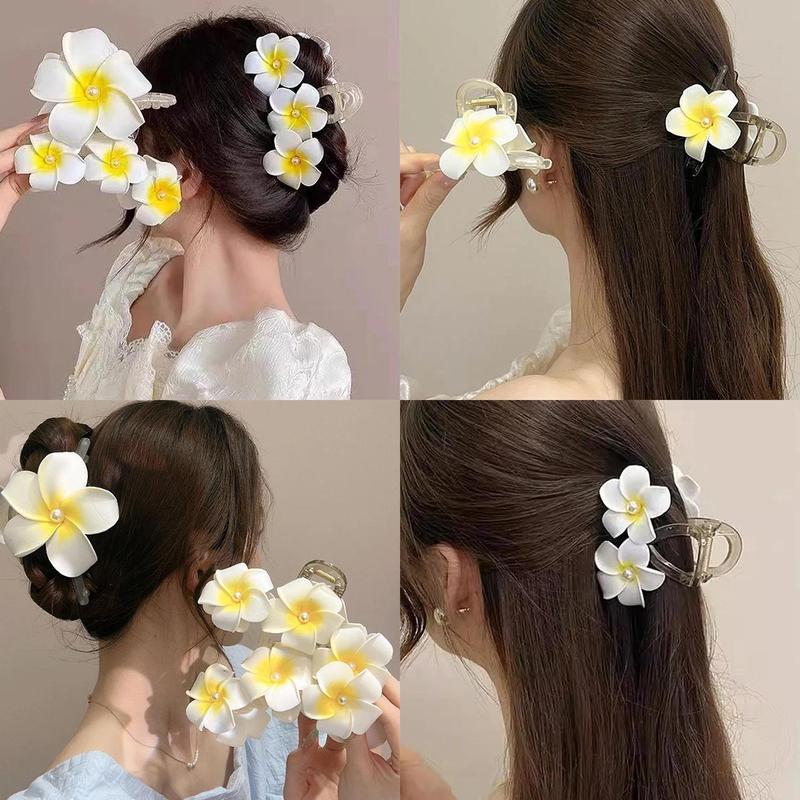 Kuku Klip Rambut Bunga Plumeria Kuning Bohemian, Aksesori Rambut ...